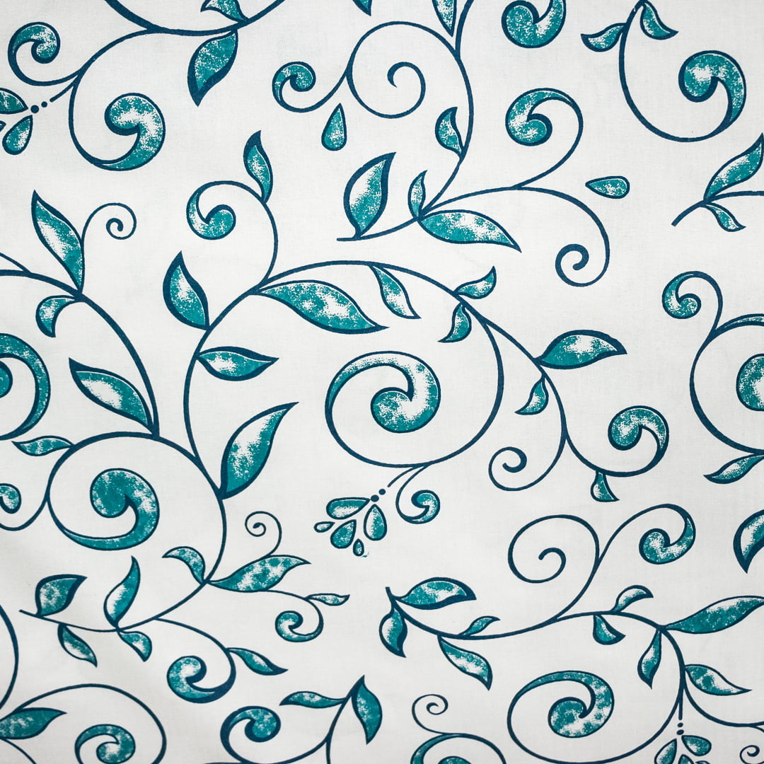 Percal Estampado 150 fios Arabesco Azul Turquesa - Empório dos Tecidos