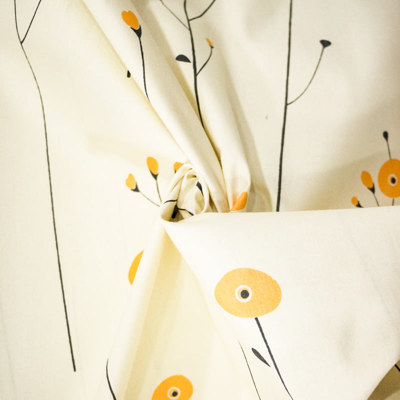 Tecido Percal Estampado Amarelo Flor Sempre Viva - Empório dos Tecidos