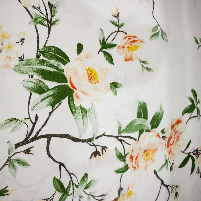 Tecido Percal Estampado Floral Laranja - Empório dos Tecidos