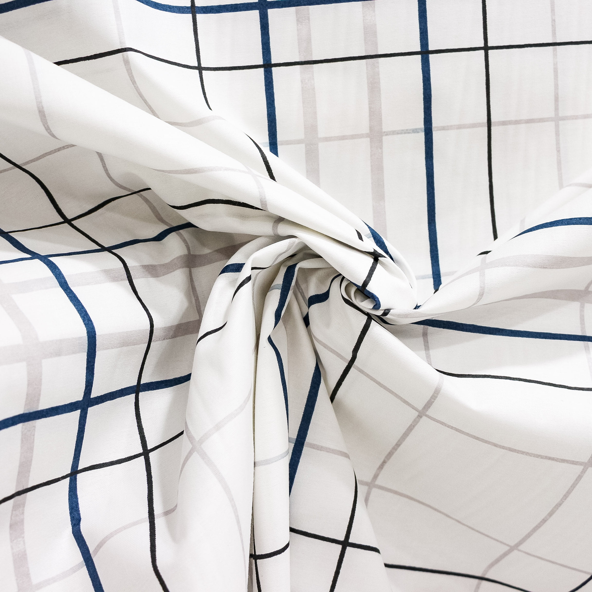 Tecido Percal Estampado Listrado Azul e Cinza - Empório dos Tecidos